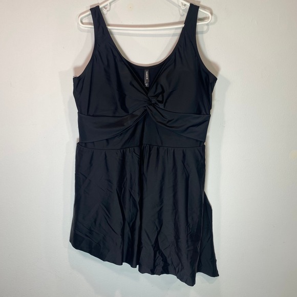 torrid | Swim | Torrid Swim Dress Plus Size Twist Front Swimsuit Black ...